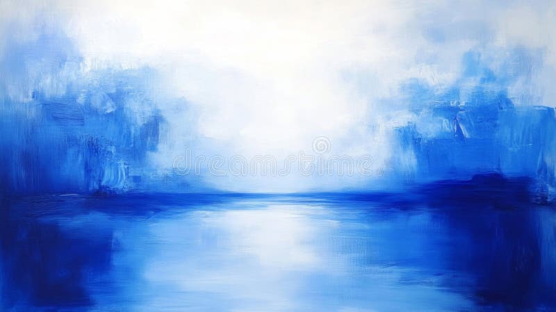 Abstract Blue Landscape Painting with Soft Brushstrokes Stock ...