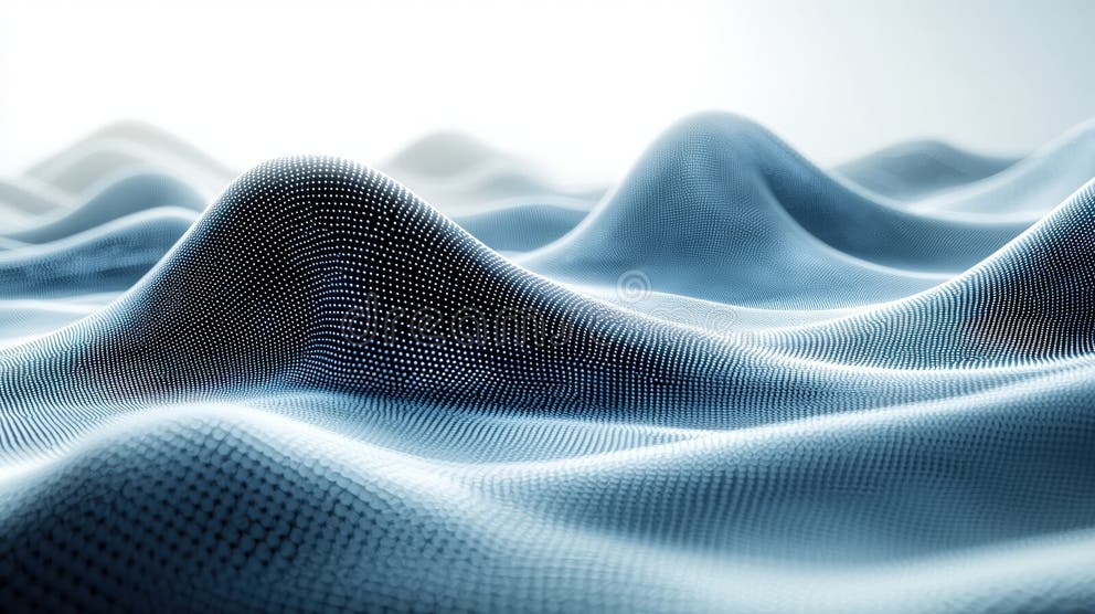Abstract Blue Landscape with Waving Patterns and Dot Matrix Texture in ...
