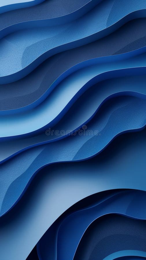Abstract Blue Layered Wave Background with Curved Paper Texture Stock ...