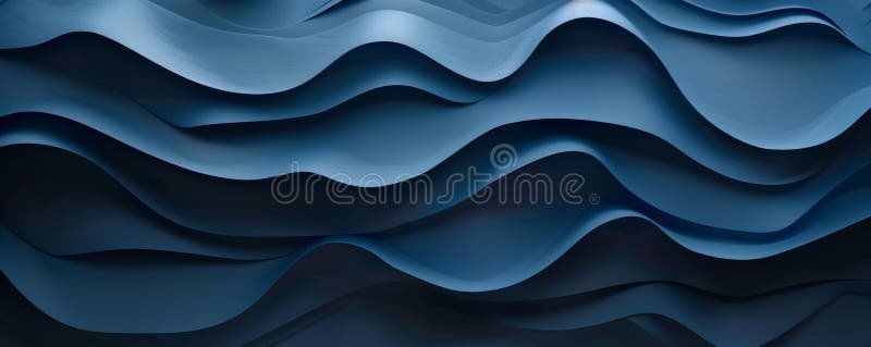 Abstract Blue Layered Waves Background, 3D Rendering. Modern Art and ...