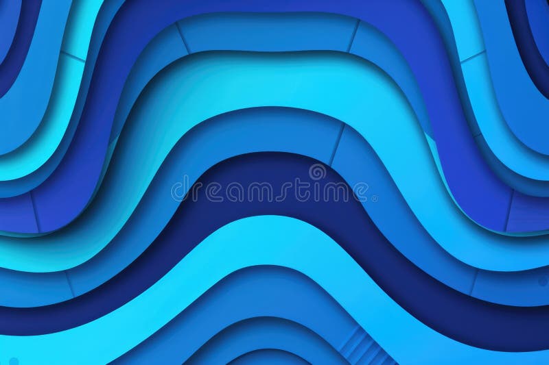 Abstract Blue Layered Waves in Geometric Pattern Stock Illustration ...