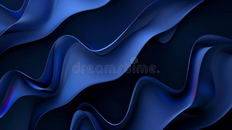 Abstract Blue Layered Waves Pattern. Digital 3D Illustration with ...