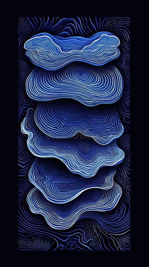 Abstract Blue Layers with Wavy Contours, Evoking a Sense of Depth and ...