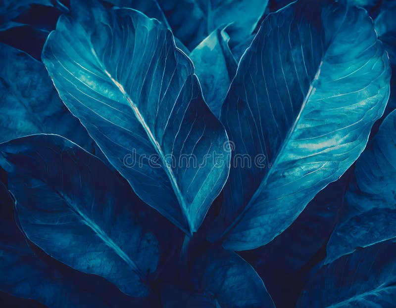 Abstract Blue Leaf Texture, Dark Foliage Nature Background, Tropical ...