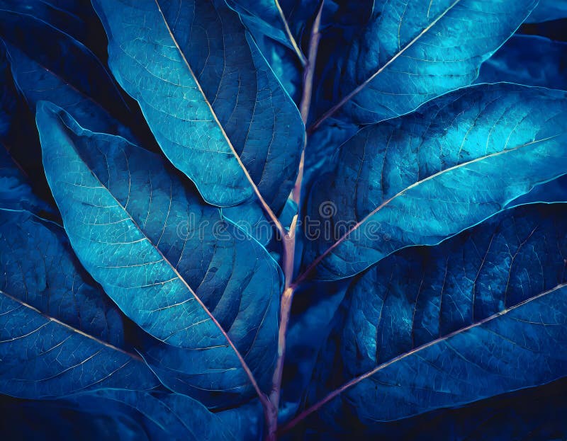 Abstract Blue Leaf Texture, Dark Foliage Nature Background, Tropical ...