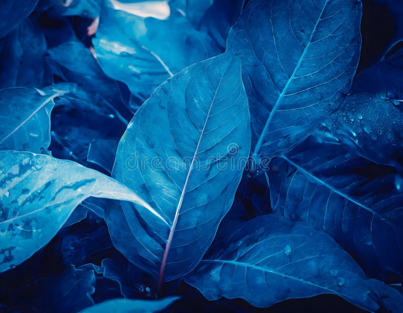 Abstract Blue Leaf Texture, Dark Foliage Nature Background, Tropical ...