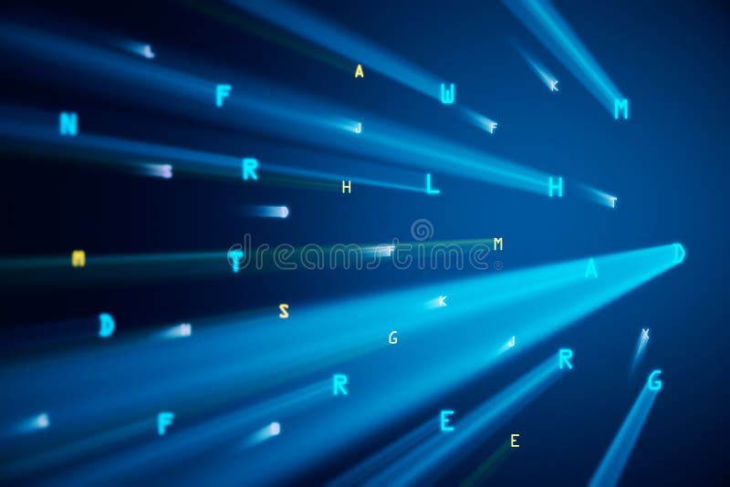 Abstract Blue Letter Alphabet Wallpaper with Light Rays. Digital ...