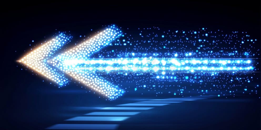 Abstract Blue Light Arrow Digital Design Glowing Particles Bright ...