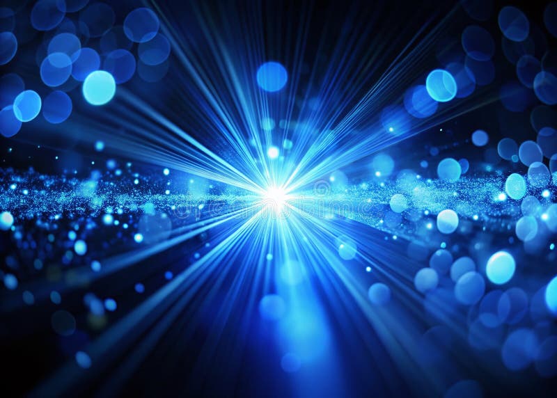 Abstract Blue Light Beam Rotating in Bokeh Background Dynamic ...