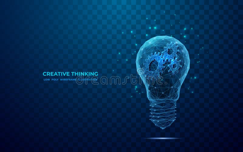 Abstract Blue Light Bulb and Cog Wheels. Stock Vector - Illustration of ...