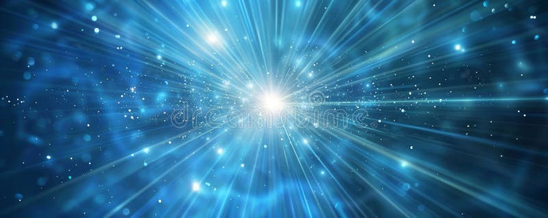 Abstract Blue Light Burst with Sparkling Particles and Rays, Cosmic ...
