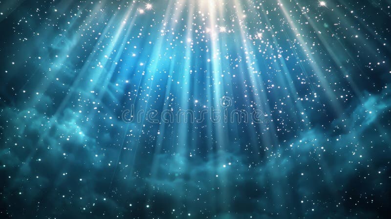 Abstract Blue Light Burst Stunning Rays on Dark Blue with Cyan and ...