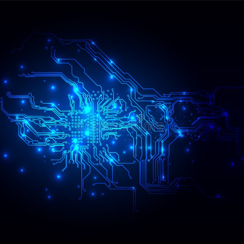 Abstract Blue Light Circuit Background Technology. Illustration Stock ...