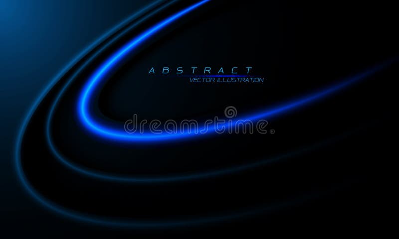 Abstract Blue Light Curve on Black Geometric Design Modern Technology ...