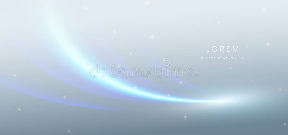 Abstract Blue Light Curved Ray on Grey Background with Lighting Effect ...