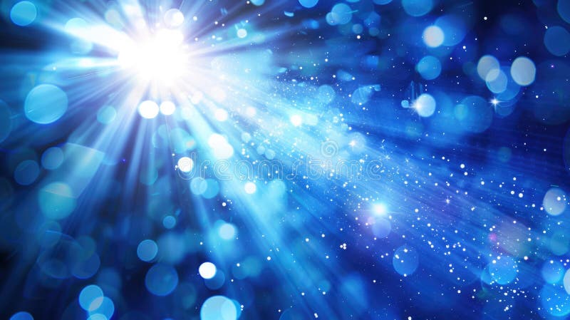 Abstract Blue Light Explosion with Bokeh Effect in Space Stock ...