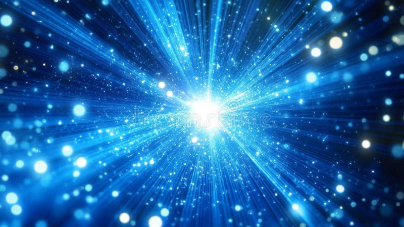 Abstract Blue Light Explosion Radiating Energy Stock Illustration ...