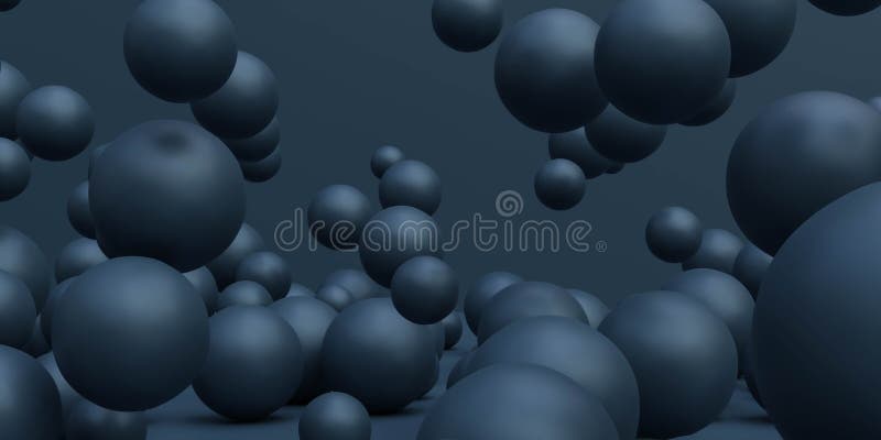 Abstract Blue Light Geometric Shape Balls Spheres 3d Render ...