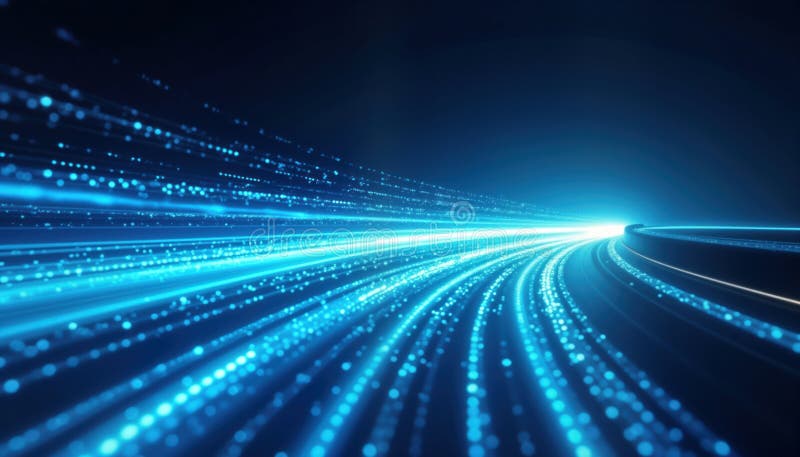 Abstract Blue Light Lines Show Speed, Movement. Dynamic Curved Paths ...