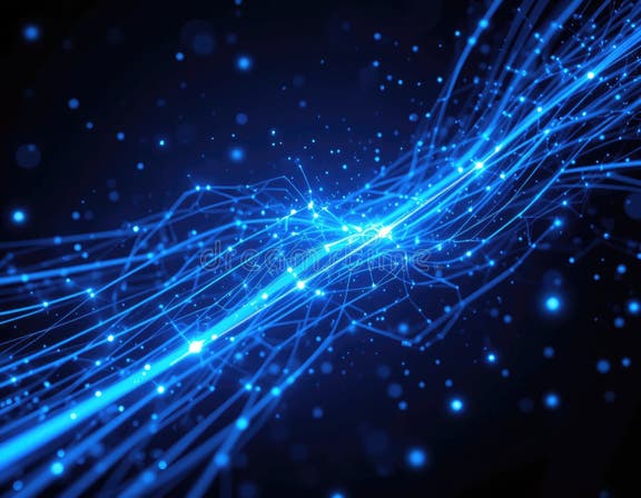 Abstract Blue Light Network Data Stream Futuristic Technology Background Stock Illustration ...