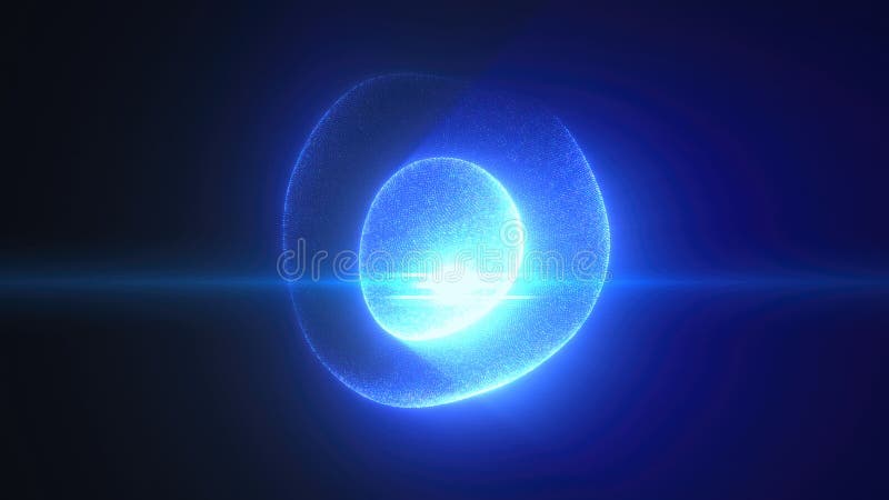 Abstract Blue Light Particles Forming a Soft Sphere Shape Against a ...