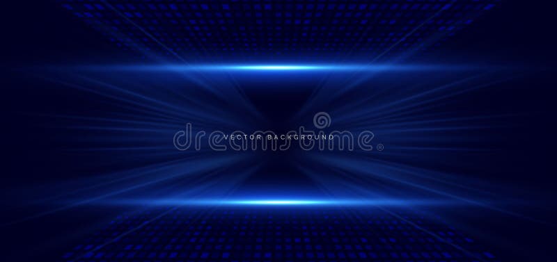 Abstract Blue Light Rays on Dark Blue Background. Speed Motion Moving ...