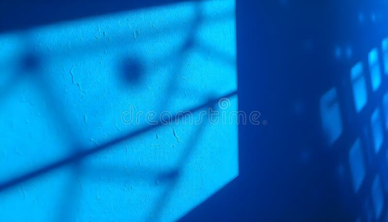 Abstract Blue Light and Shadow Play on Wall Stock Illustration ...