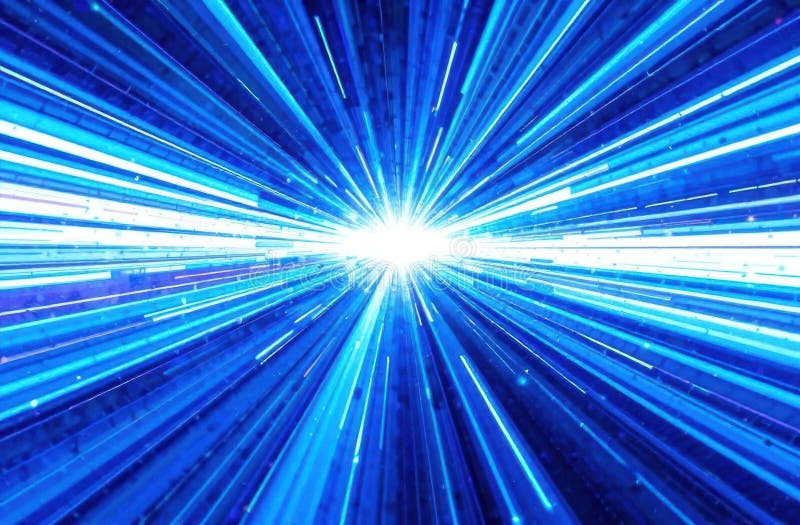 Abstract Blue Light Speed Background with Laser Rays and Glowing Flare ...