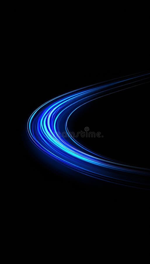 Abstract Blue Light Streaks on Black Background, Motion Blur Effect ...