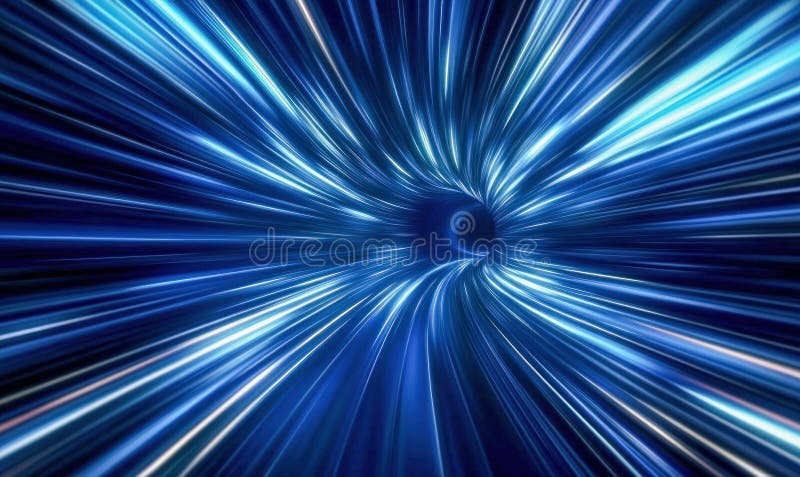 Abstract Blue Light Streaks Create a Dynamic Warp Speed Effect ...