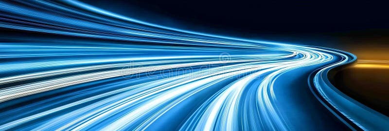 Abstract Blue Light Streaks on a Dark Background, Speed and Motion Blur ...