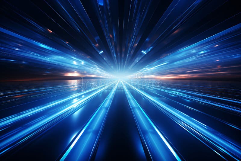 Abstract Blue Light Streaks Out of Dark Void, Technology Concept Stock ...