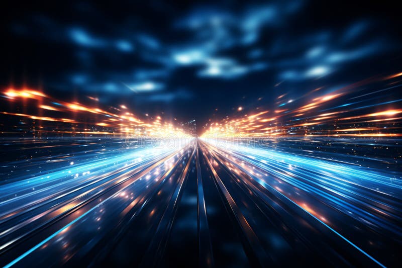 Abstract Blue Light Streaks Out of Dark Void, Technology Concept Stock ...