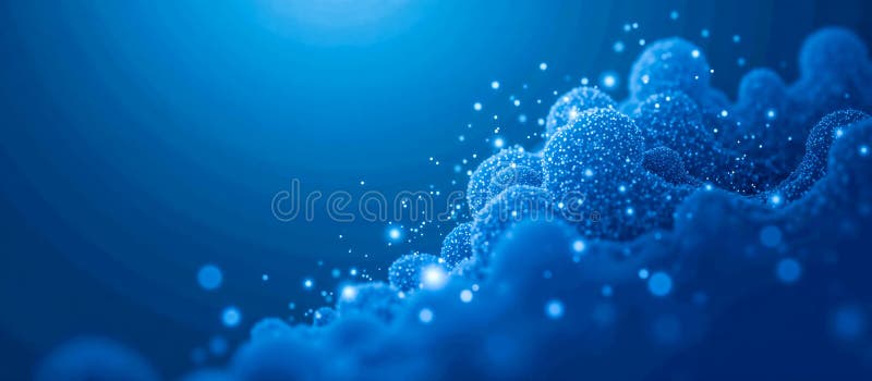 Abstract Blue Light Stream with Sparkling Particles on Navy Backdrop ...