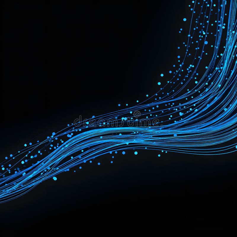 Abstract Blue Light Streams on Black Background Stock Illustration ...