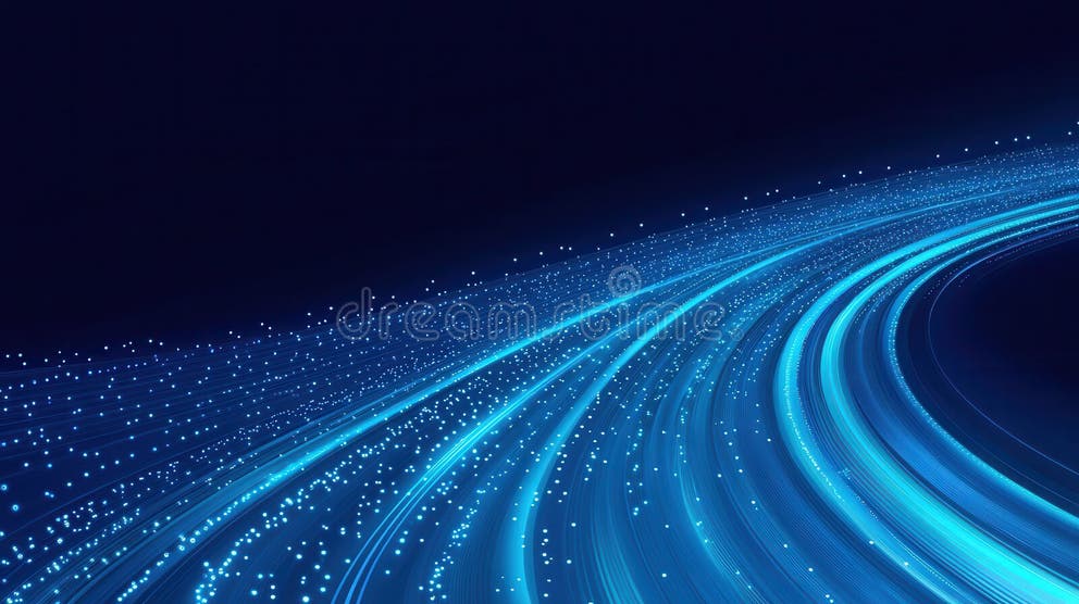 Abstract Blue Light Streams Data Flowing through an Infinite Network ...