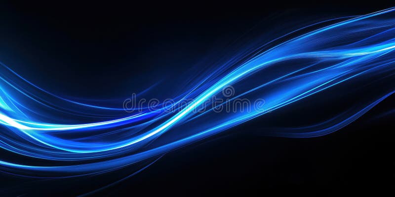 Abstract Blue Light Trail Streaking Across Black Background Stock Photo ...