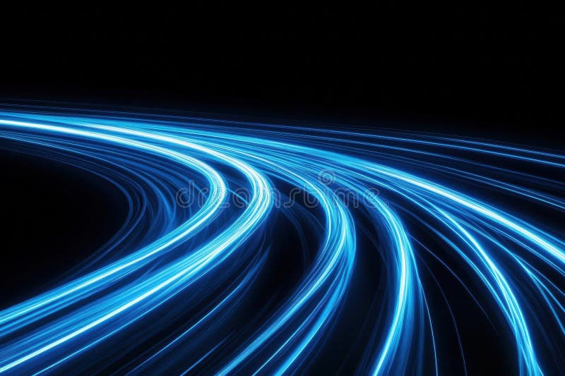 Abstract Blue Light Trails on a Black Background Stock Photo - Image of ...