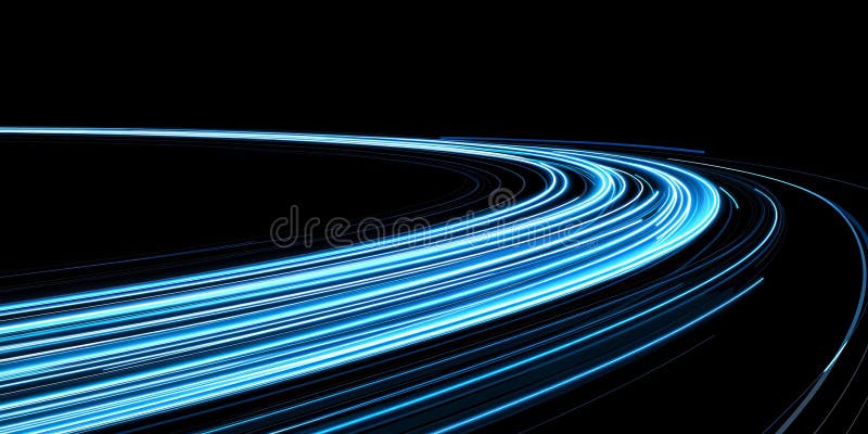 Abstract Blue Light Trails on a Black Background, Speed Motion Effect ...