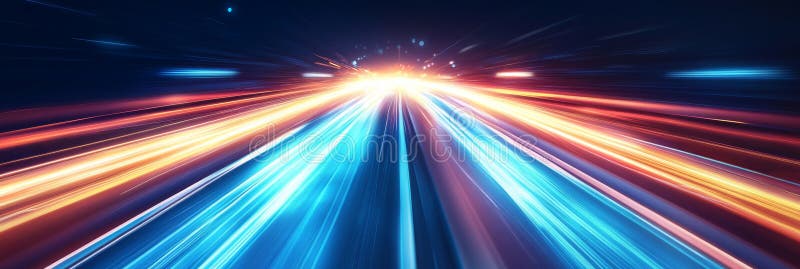 Abstract Blue Light Trails that Converge at a Bright Point Effectively ...