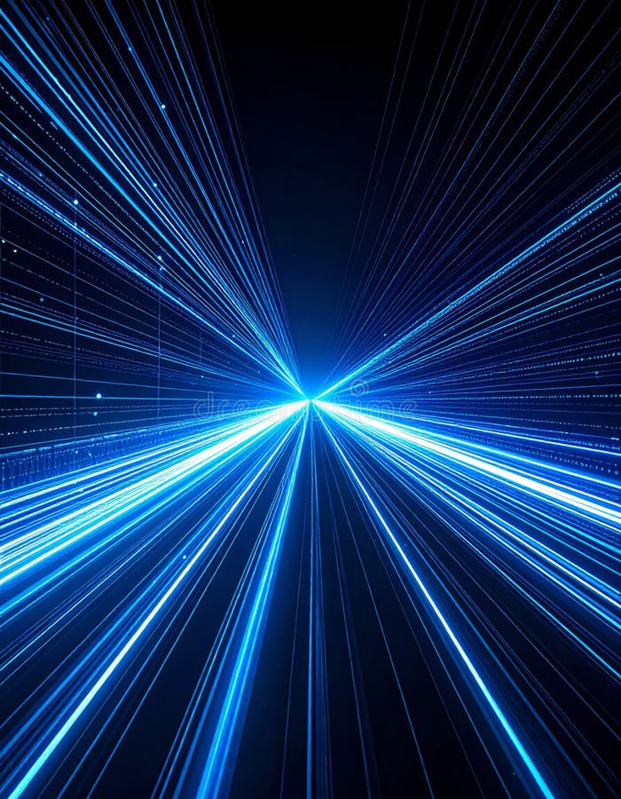 Abstract Blue Light Trails in Dark Background Stock Illustration ...