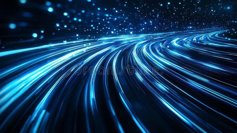 Abstract Blue Light Trails on a Dark Background Creating a Futuristic ...