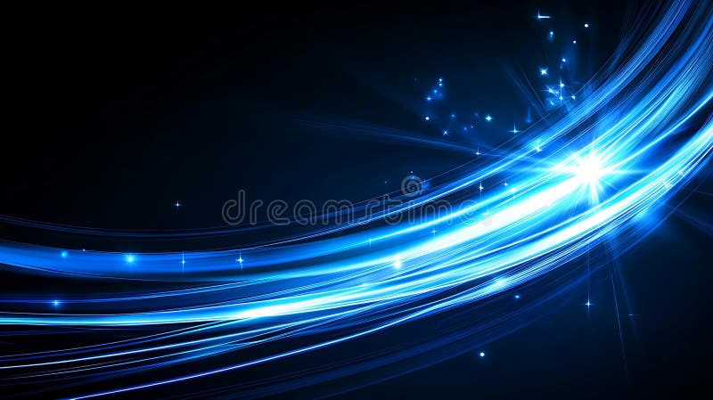 Abstract Blue Light Trails and Glowing Stars Design Stock Photo - Image ...
