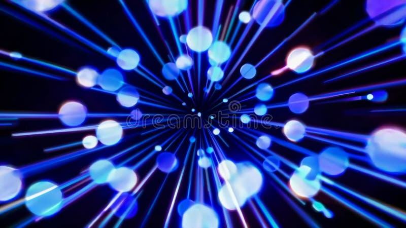 Abstract Blue Light Trails and Particles on a Dark Background ...