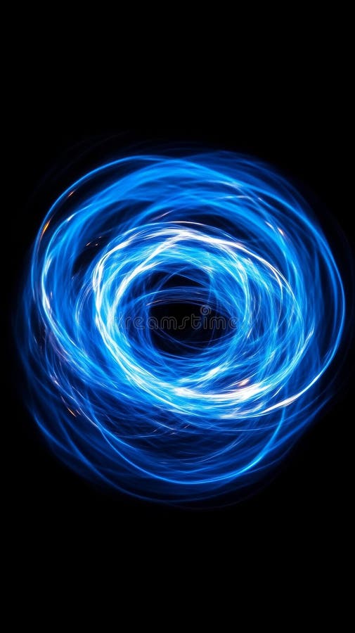 Abstract Blue Light Vortex with Motion Blur at Night, Dynamic Energy ...