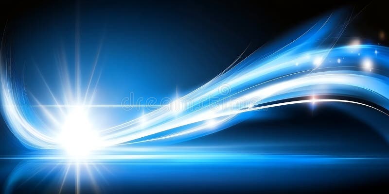 Abstract Blue Light Wave Background with Glowing Stars and Dynamic ...