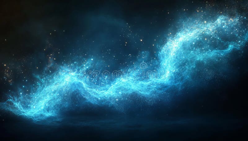 Abstract Blue Light Wave, Dynamic Composition with Glittering Elements ...
