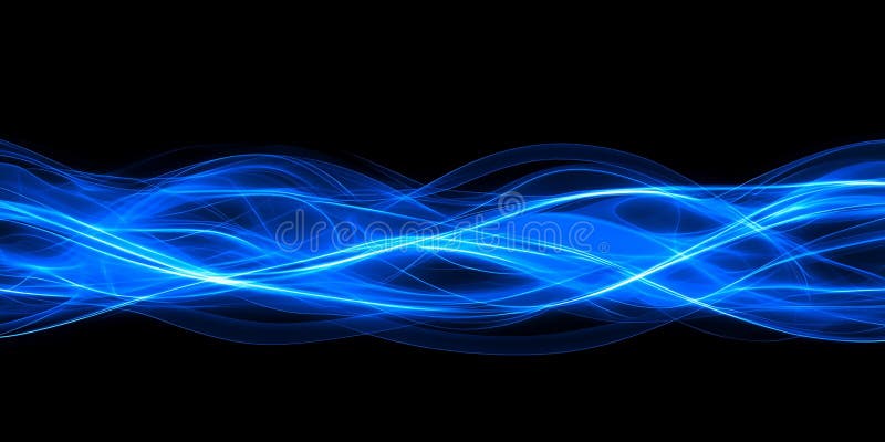 Abstract Blue Light Waves on a Black Background Stock Illustration ...