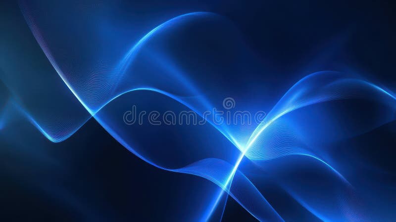 Abstract Blue Light Waves on a Dark Background Stock Illustration ...