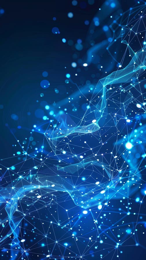 Abstract Blue Light Waves and Digital Nodes in a Technology ...